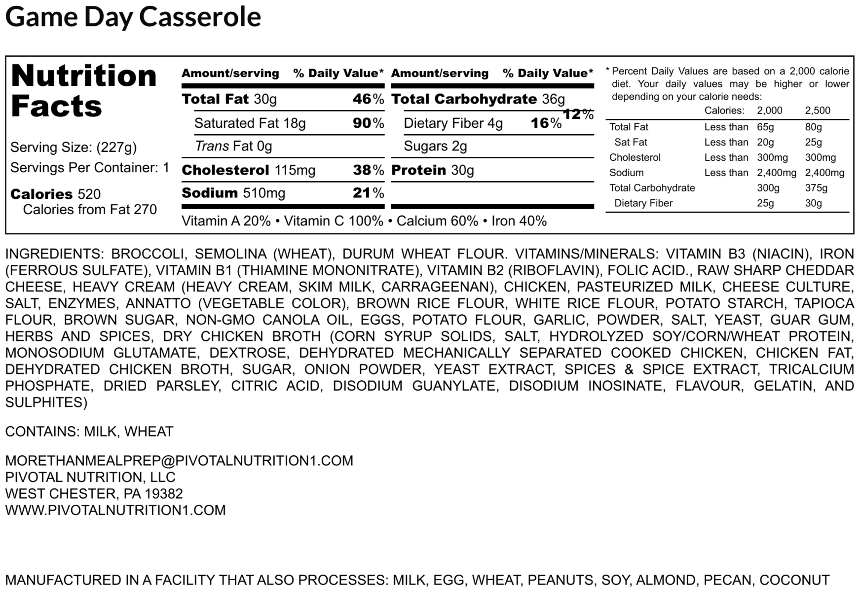 *Game Day Casserole - Pivotal Nutrition LLC