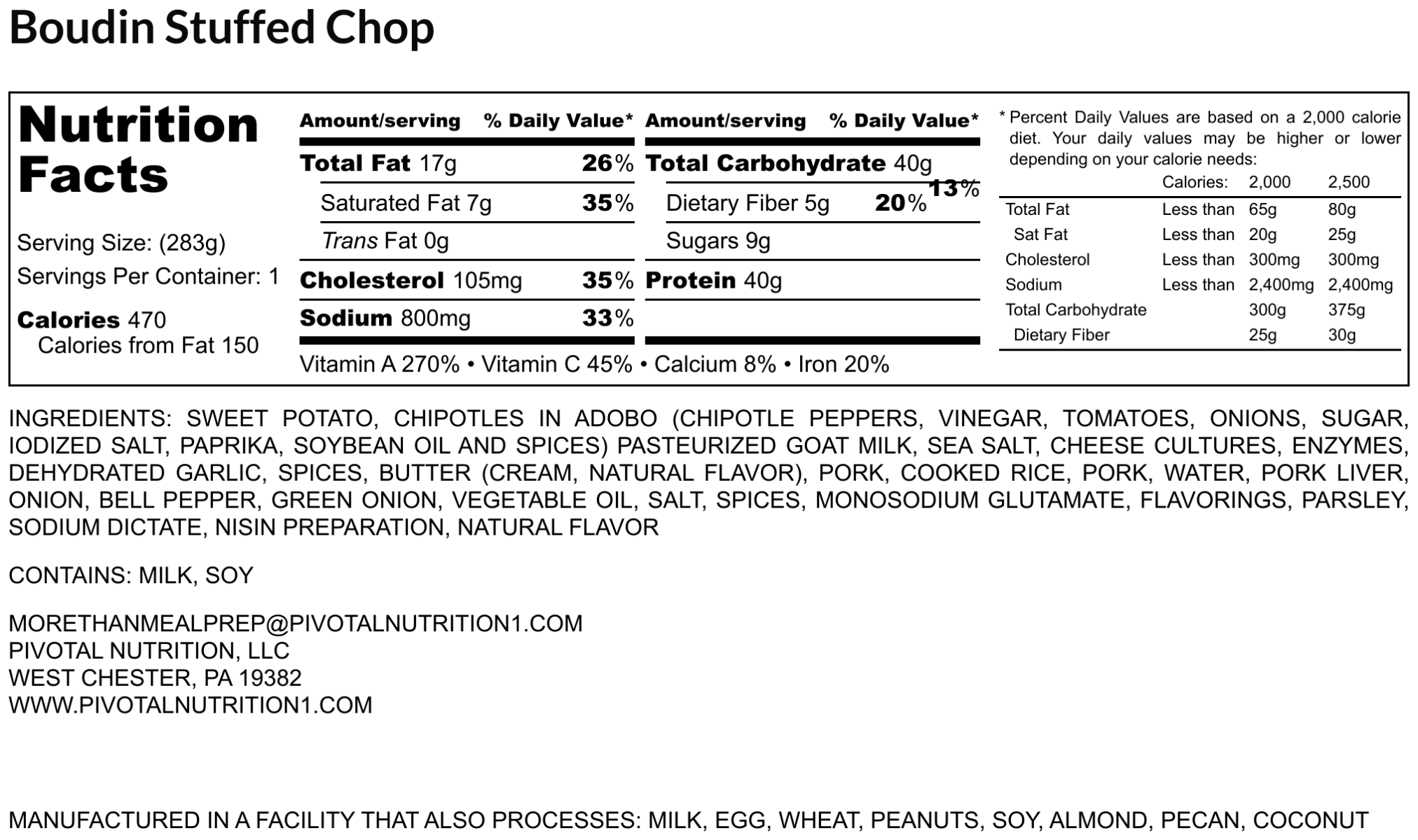 Boudin Stuffed Chop - Pivotal Nutrition LLC