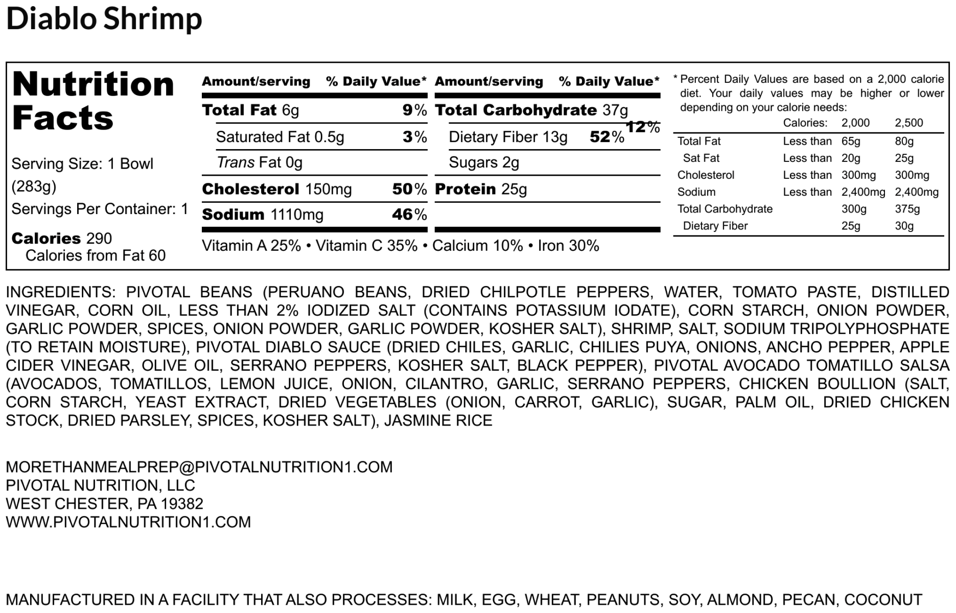 * Diablo Shrimp - Pivotal Nutrition LLC
